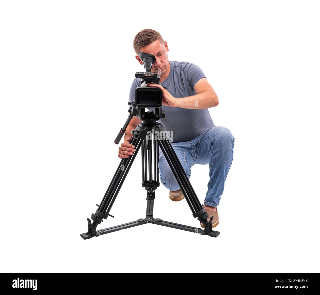 Video camera cameraman on press Cut Out Stock Images & Pictures - Alamy