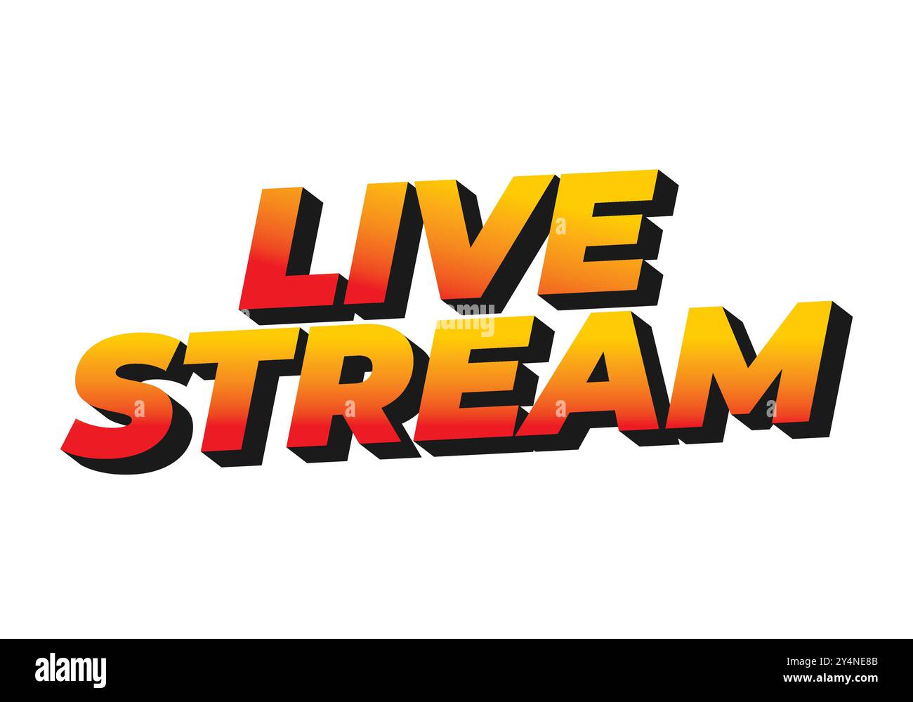 Live stream. Text effect design in 3D style with modern colors Stock ...