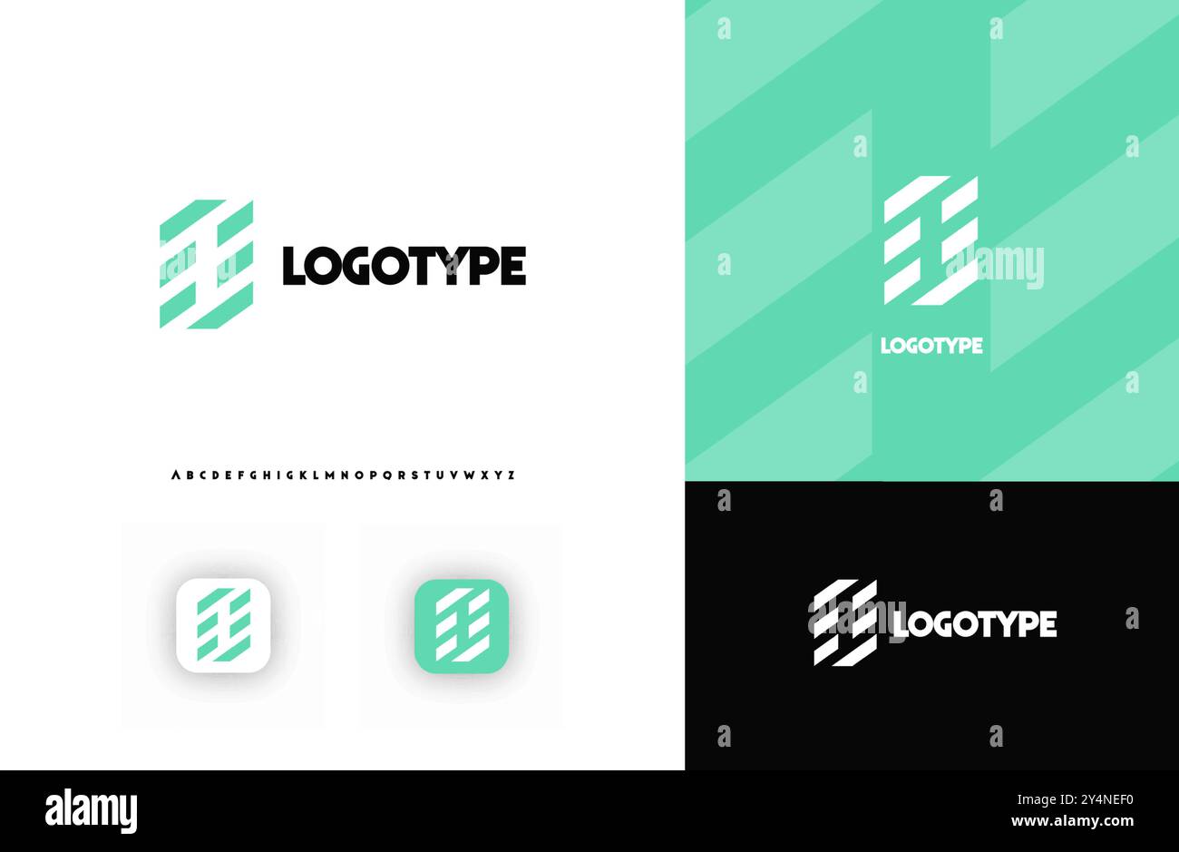 Bold diagonal stripes creating geometric shapes letter D logo for ...