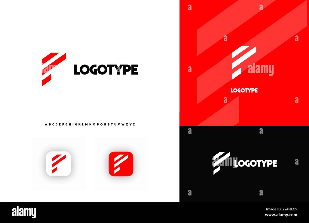 Bold diagonal stripes creating geometric shapes letter F logo for ...