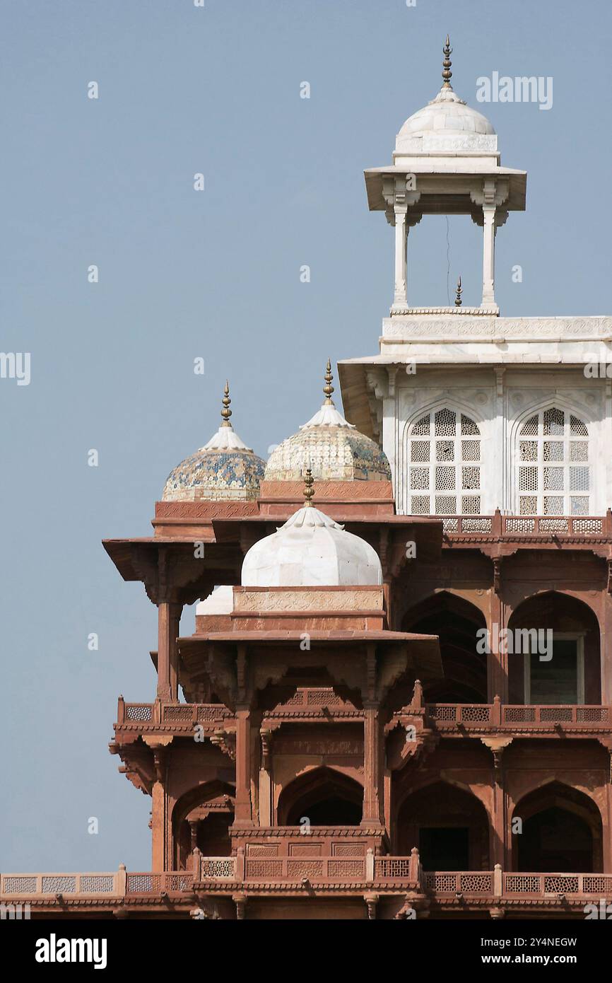 Agra, Uttar Pradesh / India - February 8, 2012 : Closeup of multistory ...