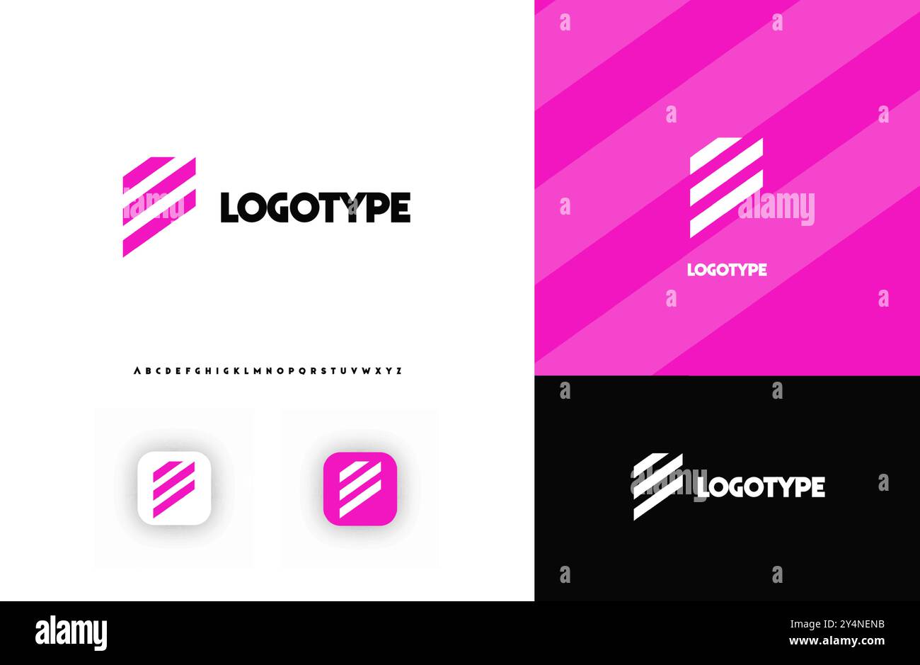 Bold diagonal stripes creating geometric shapes letter E logo for ...