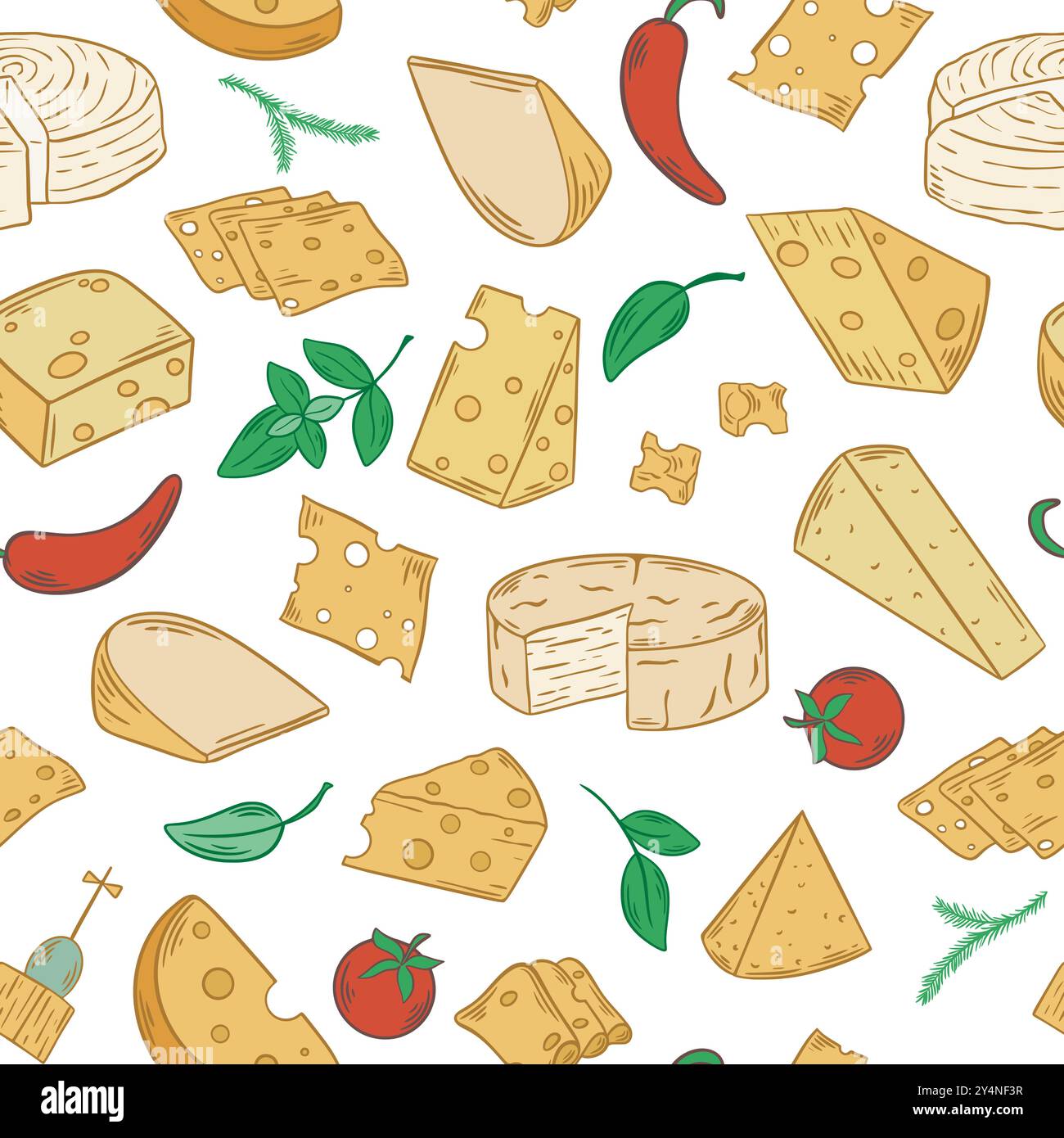 Different types of cheese seamless pattern Stock Vector Image & Art - Alamy
