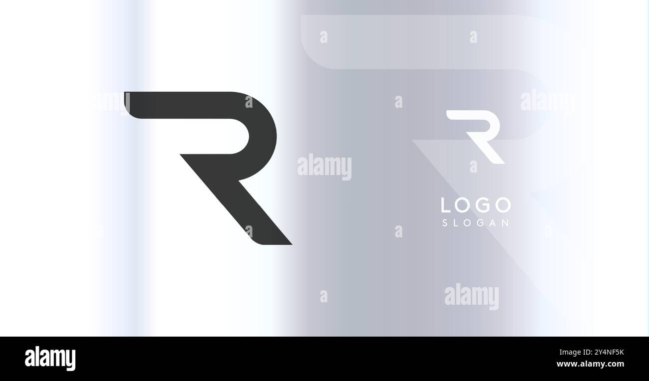 Bold futuristic logo monogram, sleek minimalistic letter R for ...
