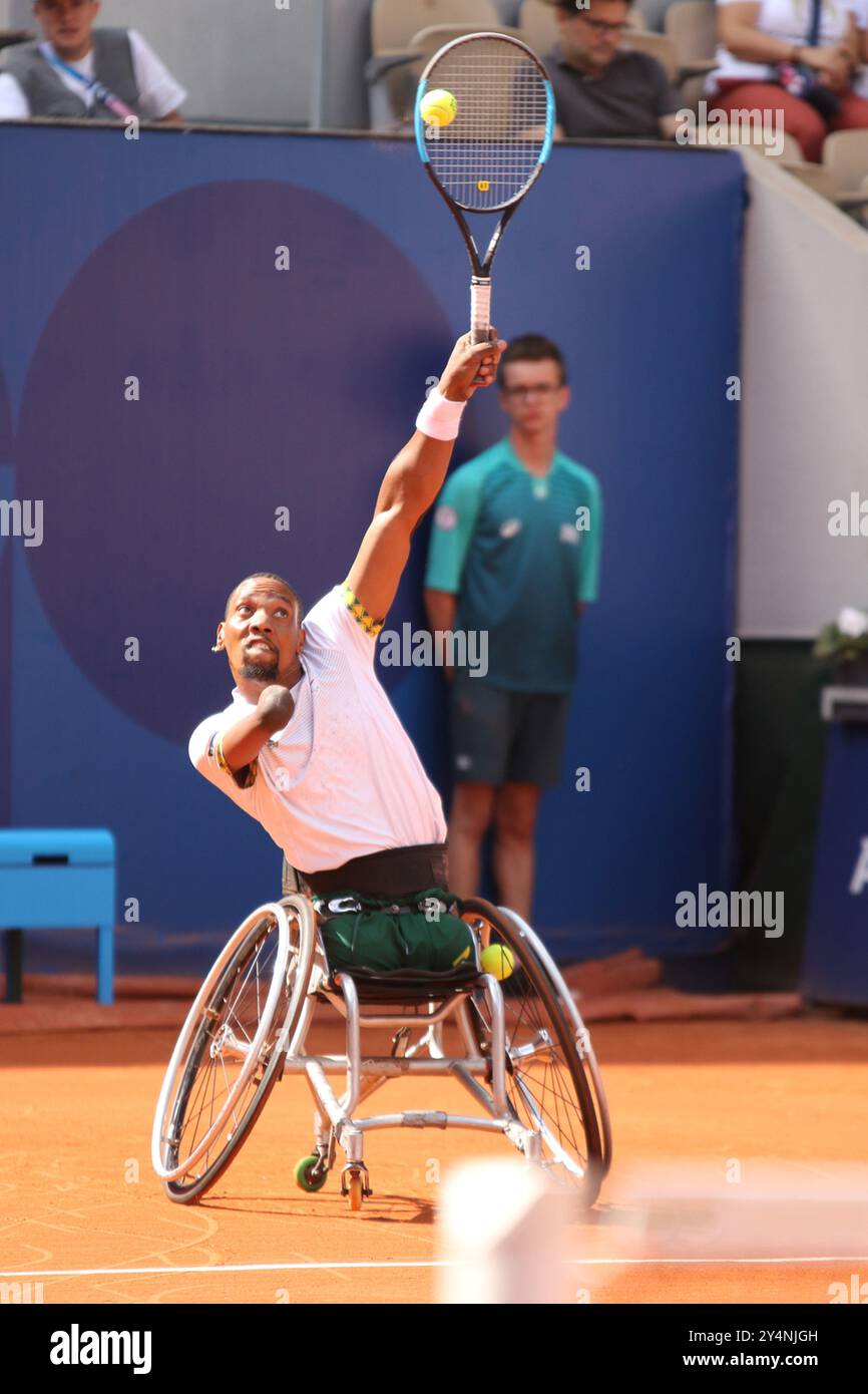 Lucas Sithole of South Africa in the mens quad wheelchair tennis ...