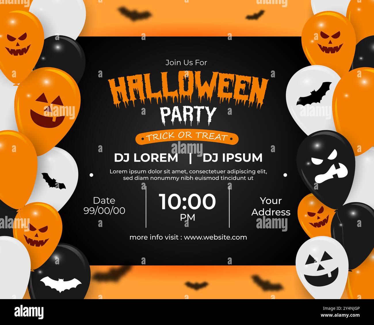 Vector illustration of Happy Halloween Invitation social media feed ...