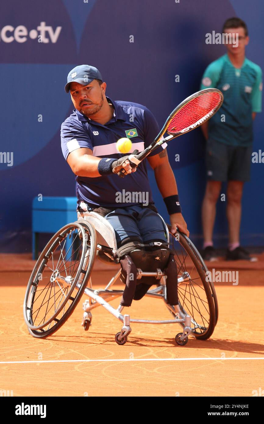 Leandro PENA of Brazil in the mens quad wheelchair tennis championships ...