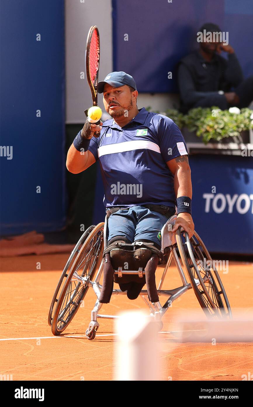 Leandro PENA of Brazil in the mens quad wheelchair tennis championships ...