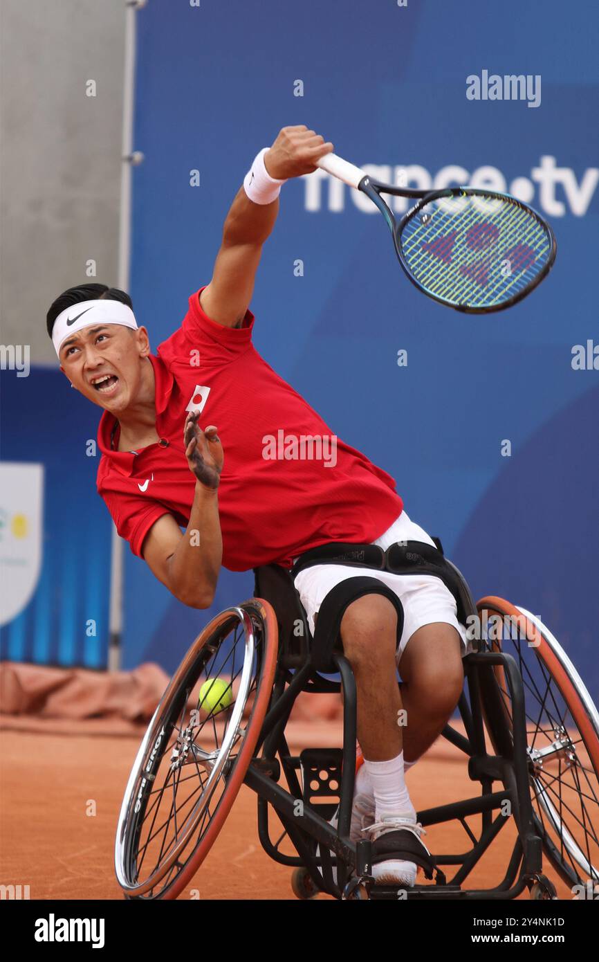 Tokito Oda of Japan in the mens singles wheelchair tennis championships ...