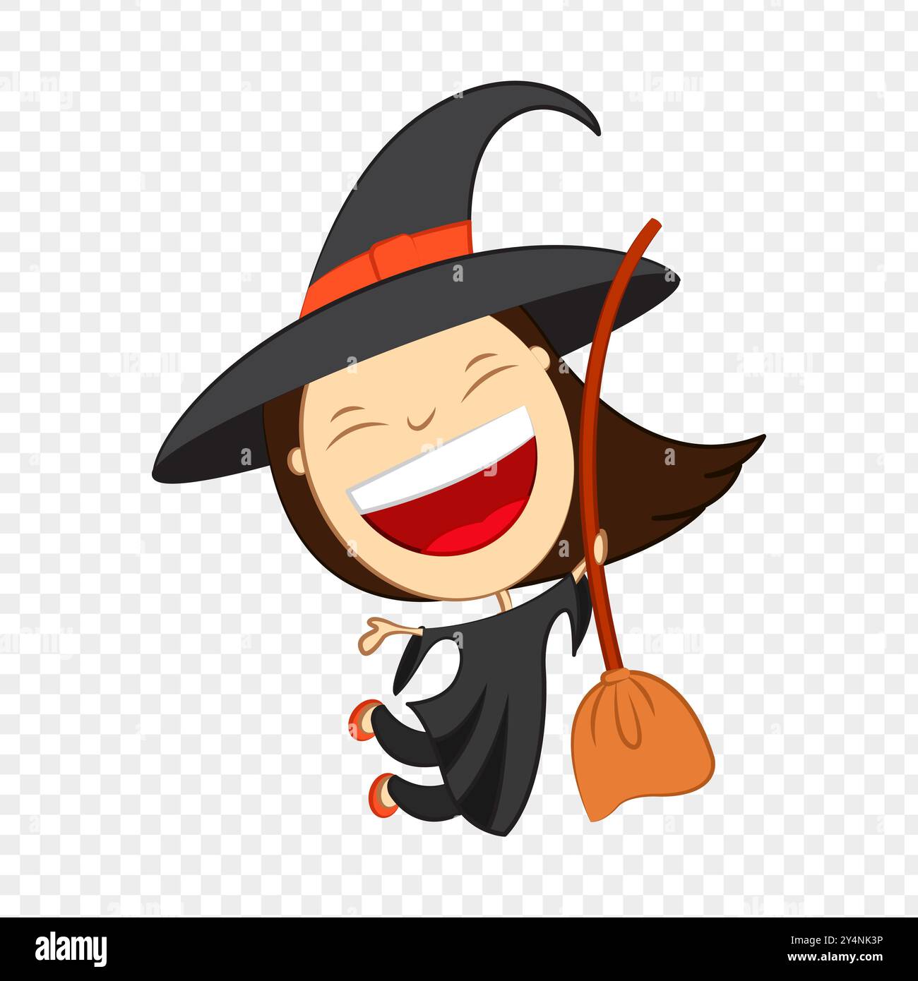 Vector illustration of girl in wizard costume on transparent background ...