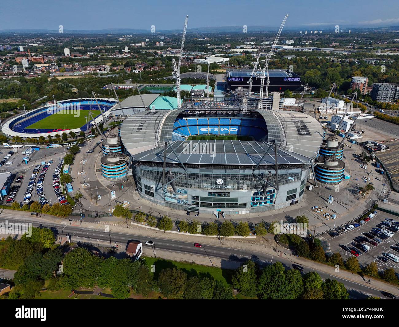 An aerial view of the Etihad Stadium, home of Manchester City, as ...