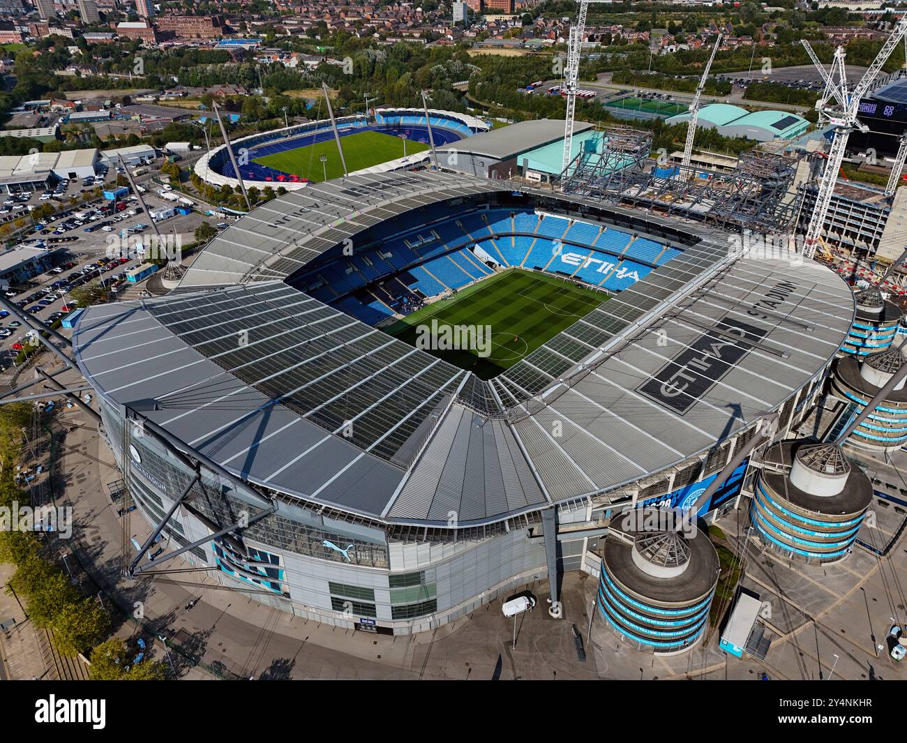 An aerial view of the Etihad Stadium, home of Manchester City, as ...