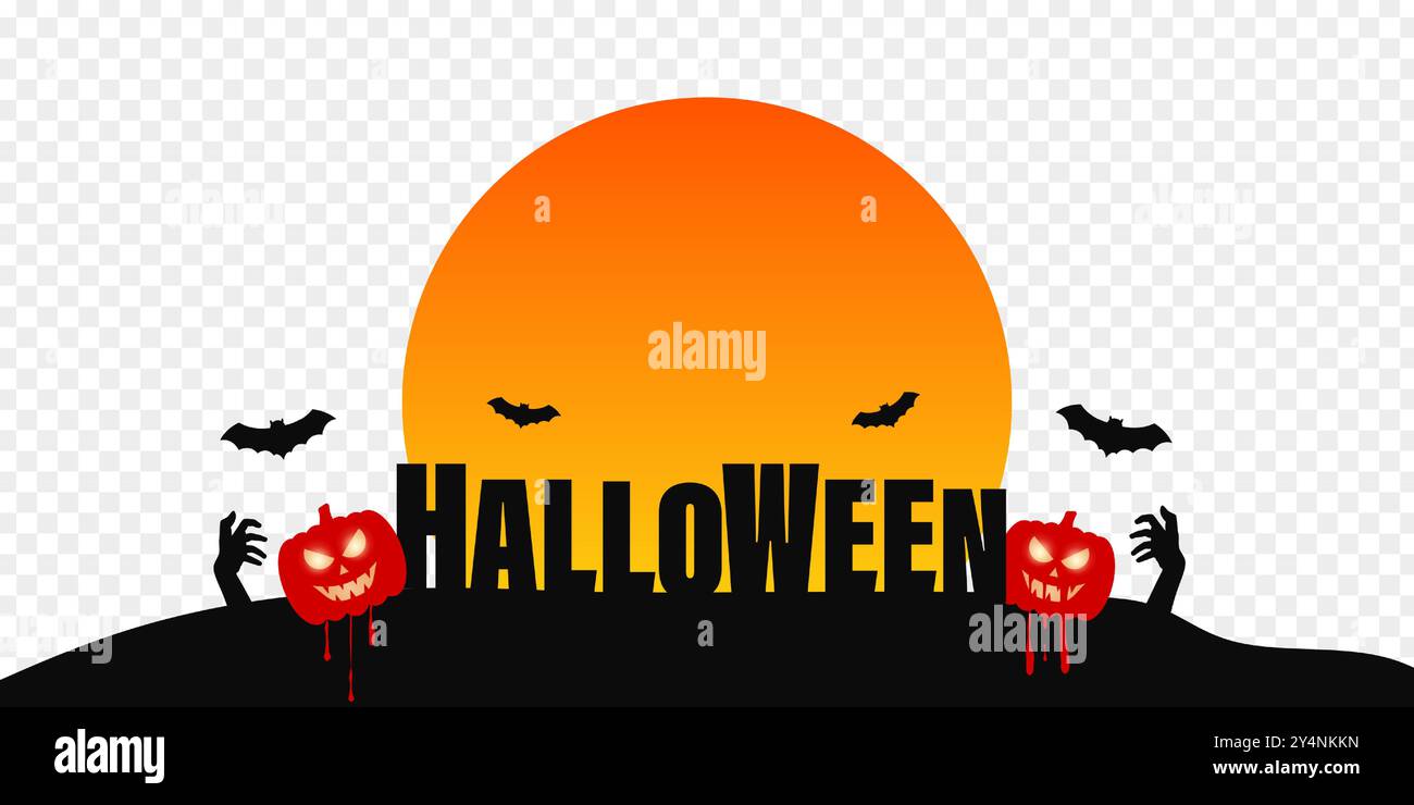 Vector illustration of Halloween elements composition on transparent ...