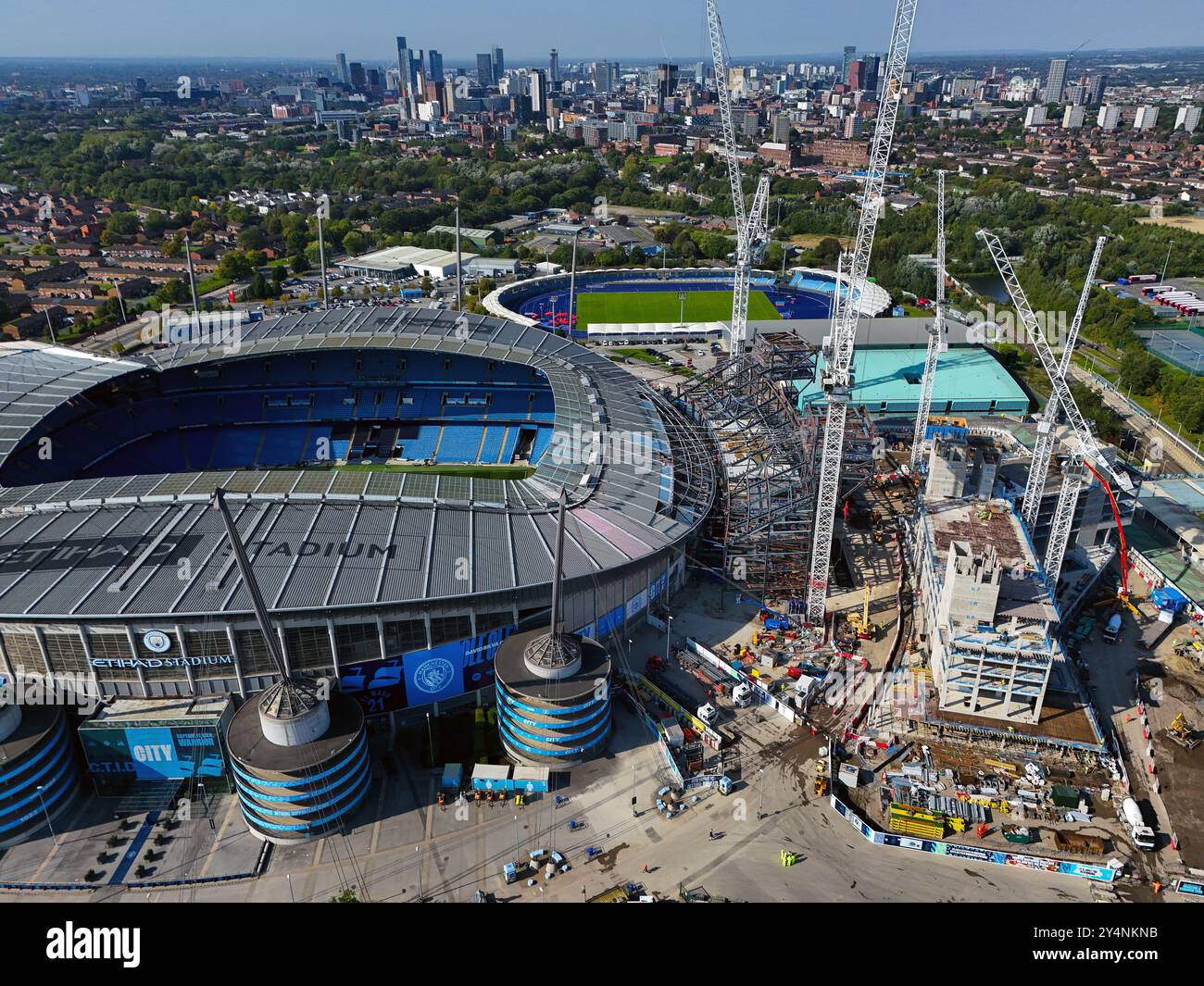 An aerial view of the Etihad Stadium, home of Manchester City, as ...
