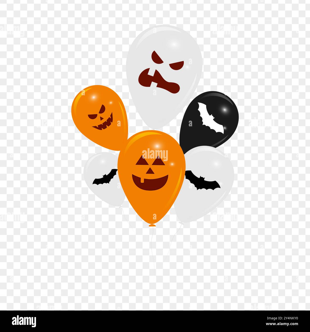 Vector illustration of Balloons with scary facial expression on ...
