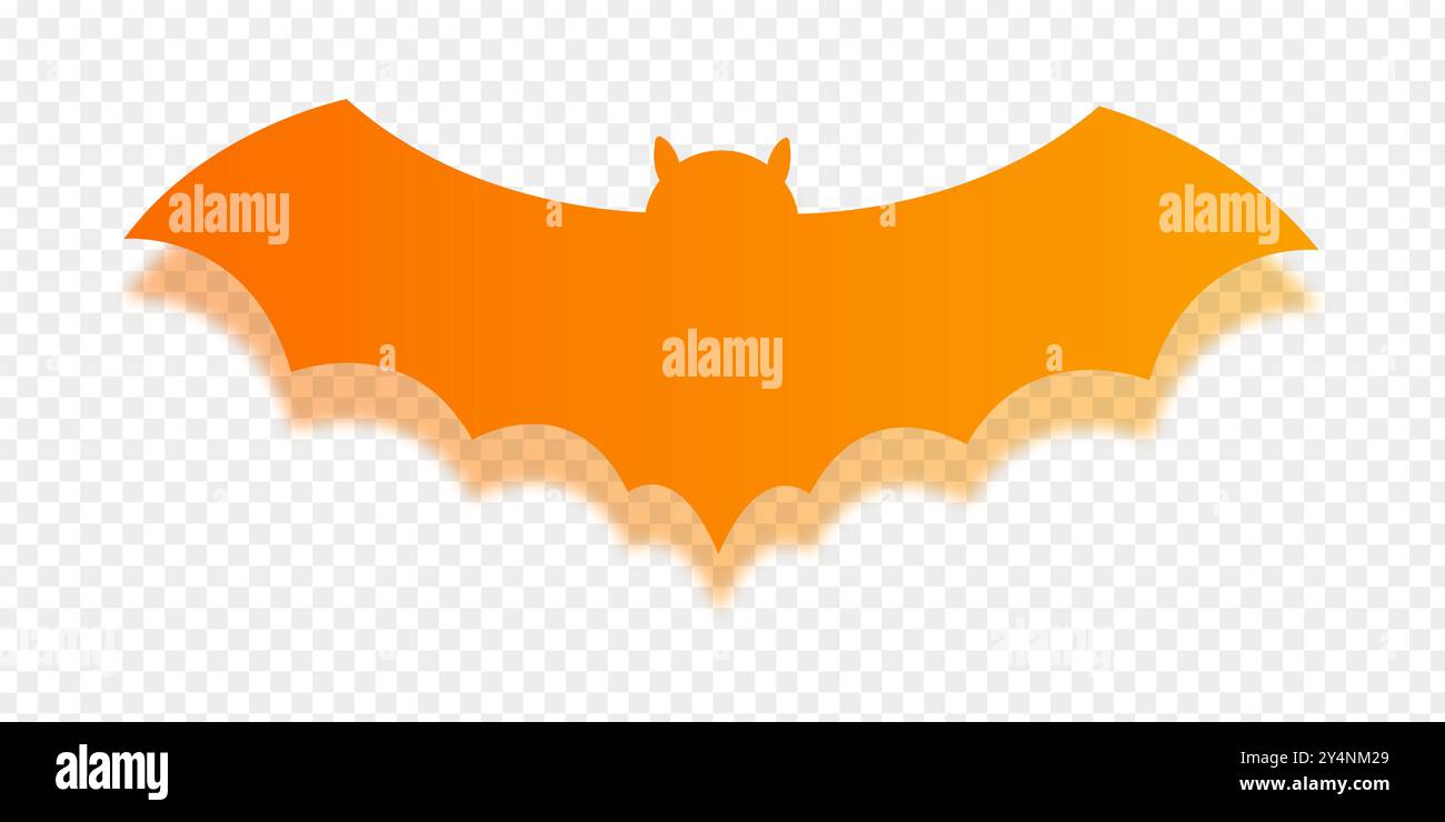 Vector illustration of orange bat pattern with shadow on transparent ...
