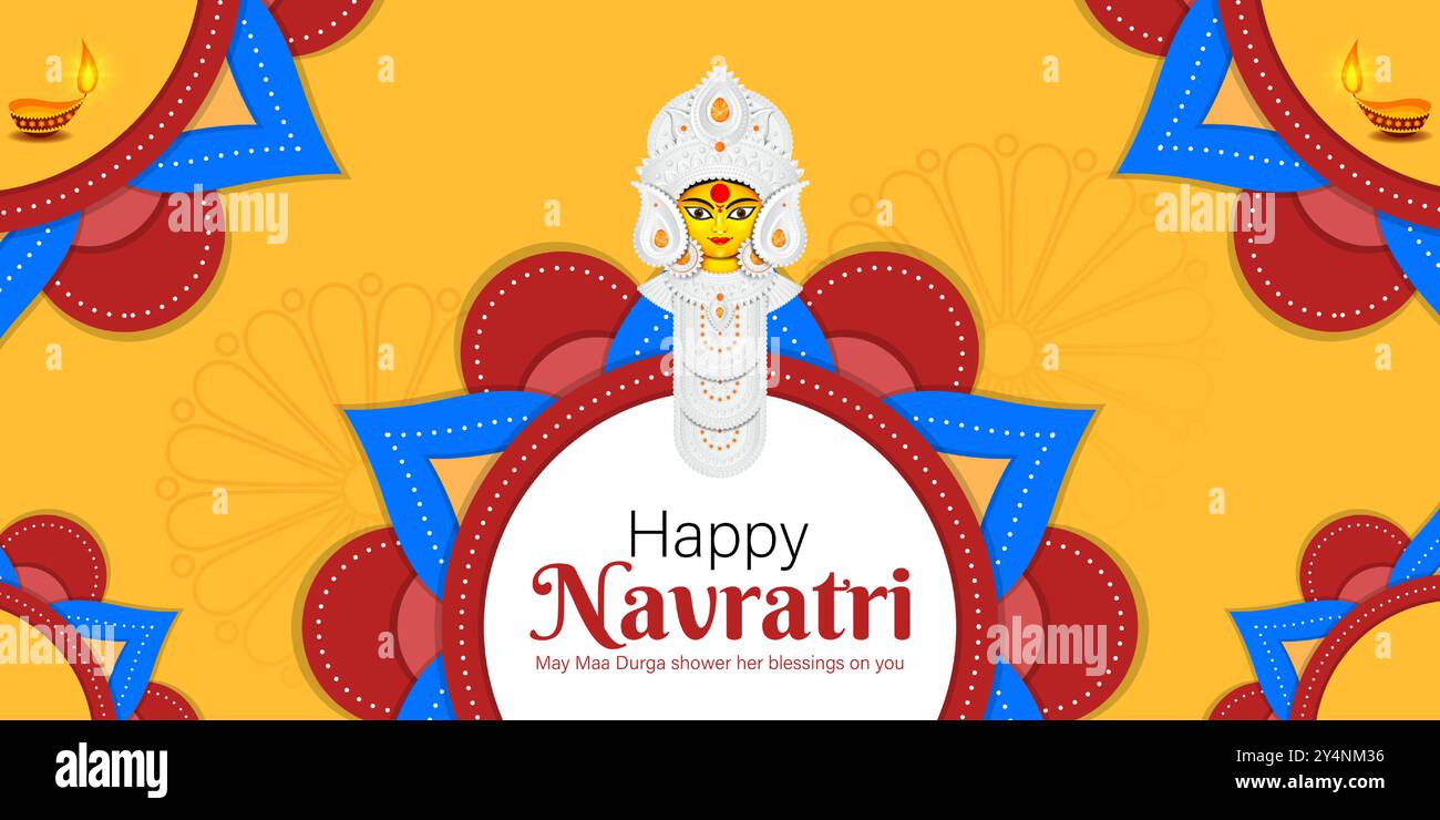 Vector illustration of Happy Navratri social media feed template Stock ...