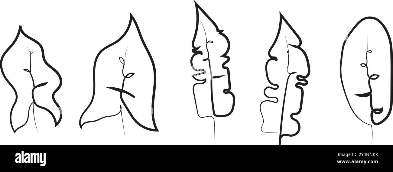 Line art palm leaf Stock Vector Images - Alamy