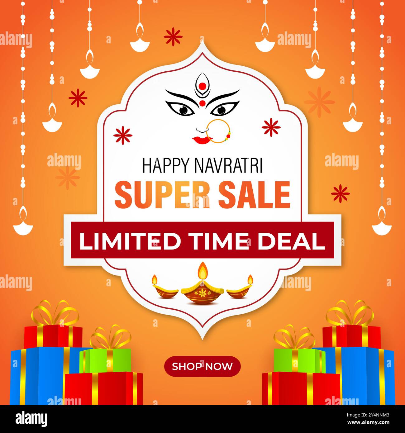 Vector illustration of Happy Navratri Sale social media feed template ...