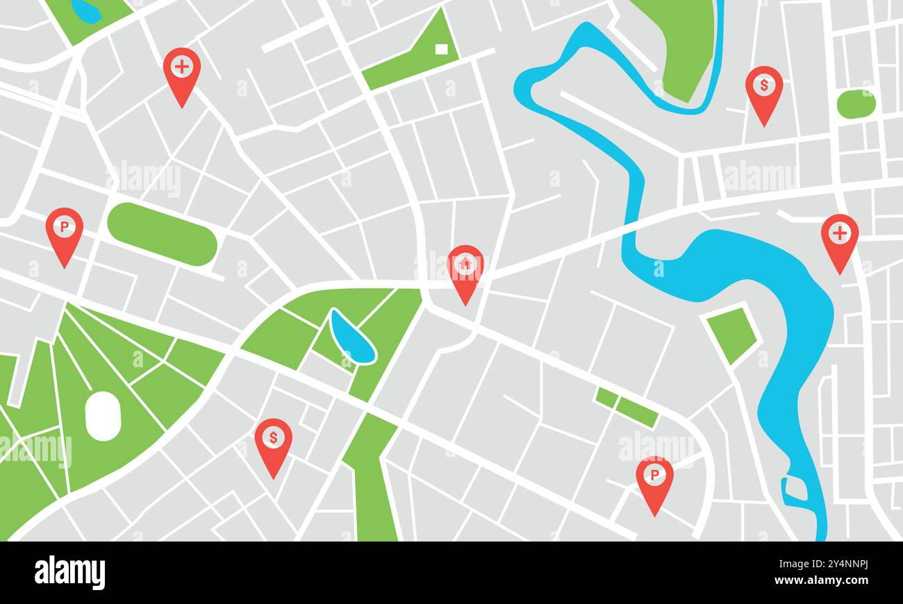 Map and pins Stock Vector Images - Alamy