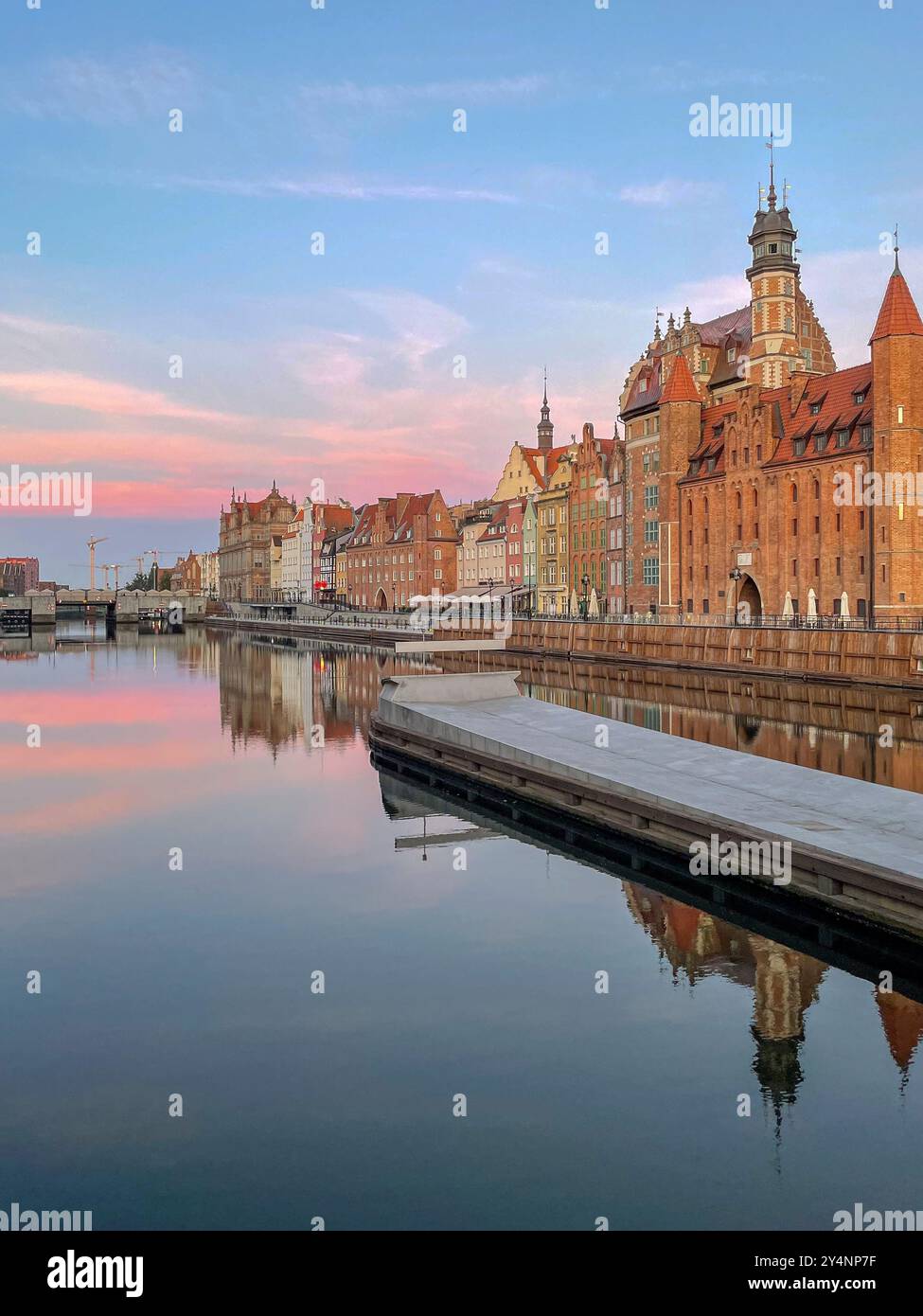 Historic Gdańsk Crane iconic medieval port crane at sunrise, bathed in ...