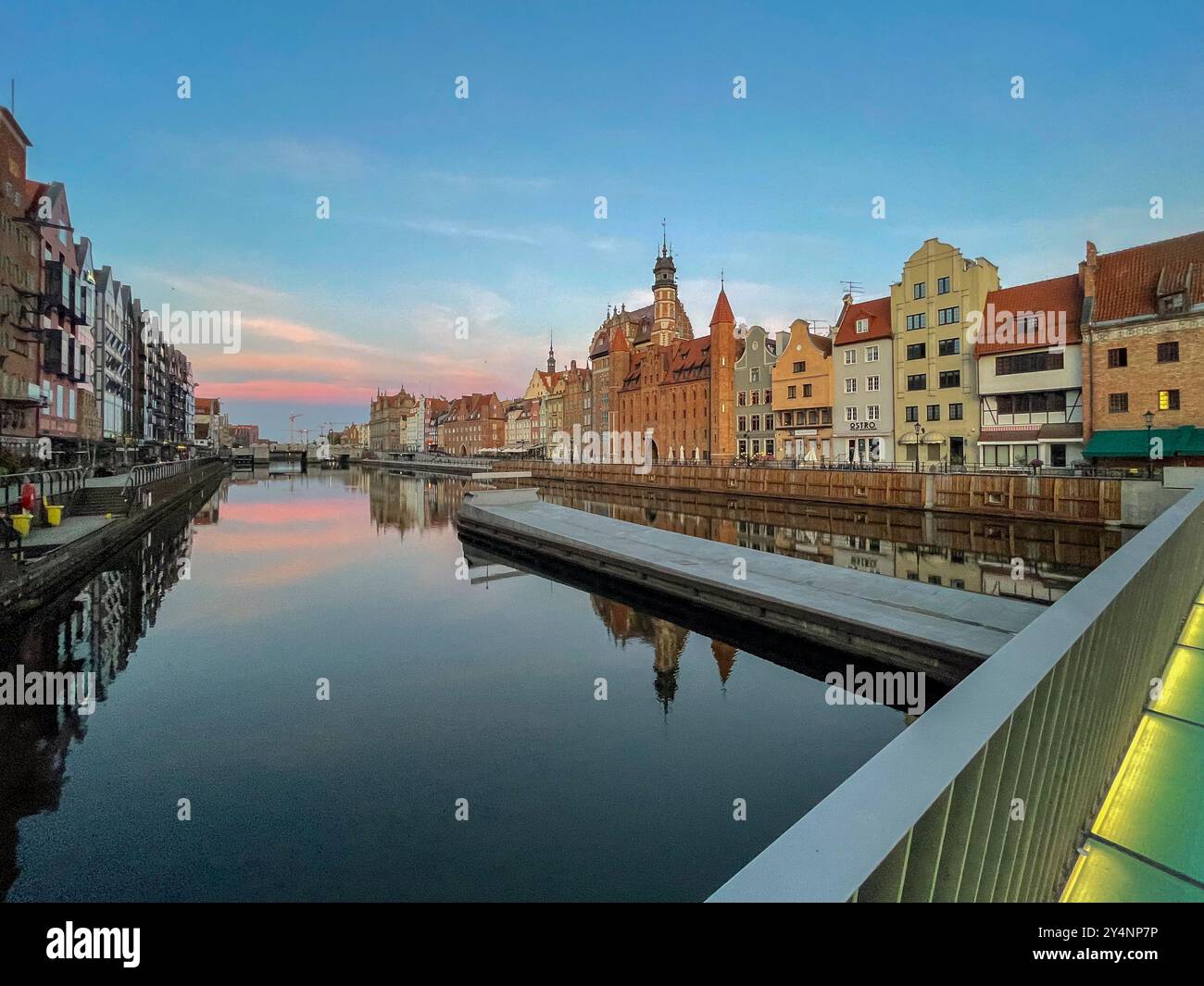 Historic Gdańsk Crane iconic medieval port crane at sunrise, bathed in ...