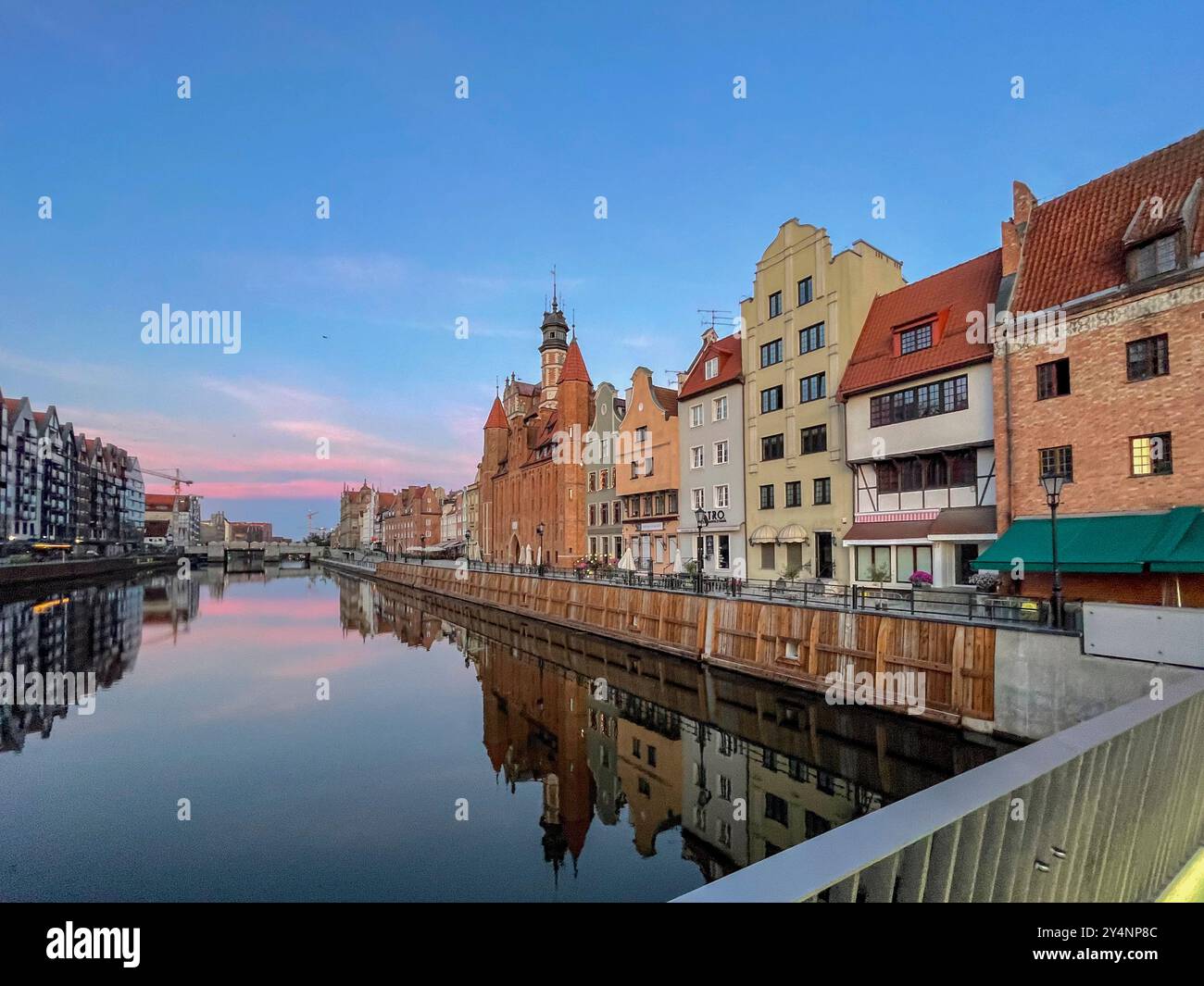 Historic Gdańsk Crane iconic medieval port crane at sunrise, bathed in ...