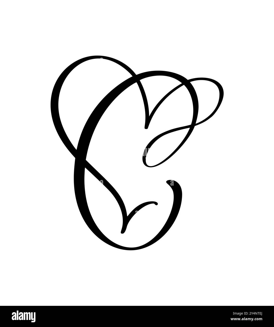 Hand drawn vector calligraphy love letter C. Vintage heart monogram ...