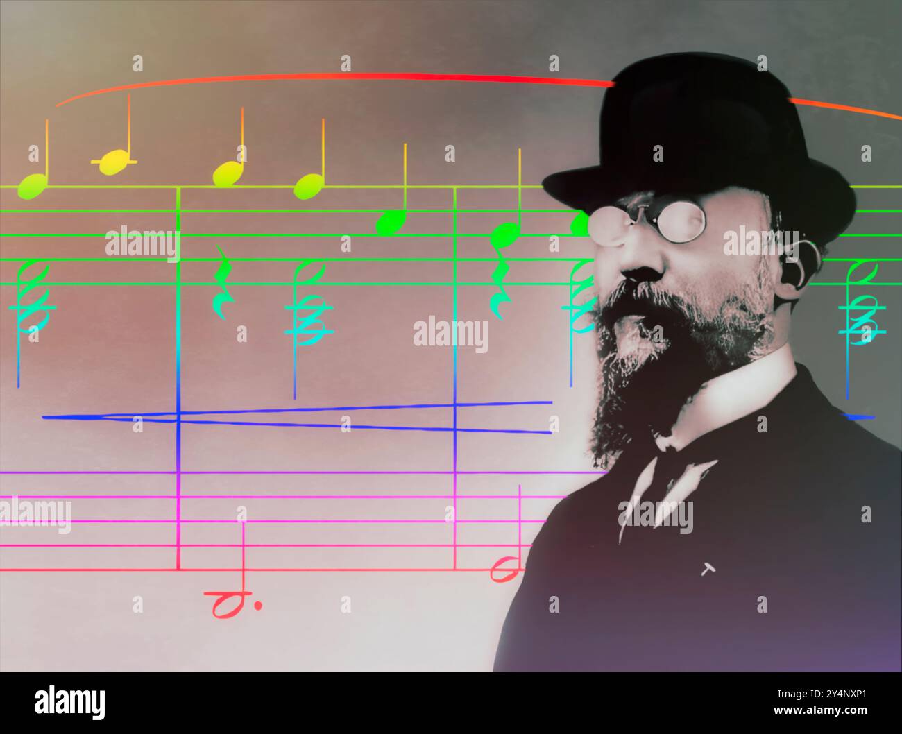 Erik Satie, 1866 – 1925, a French composer and pianist, notesheet for ...