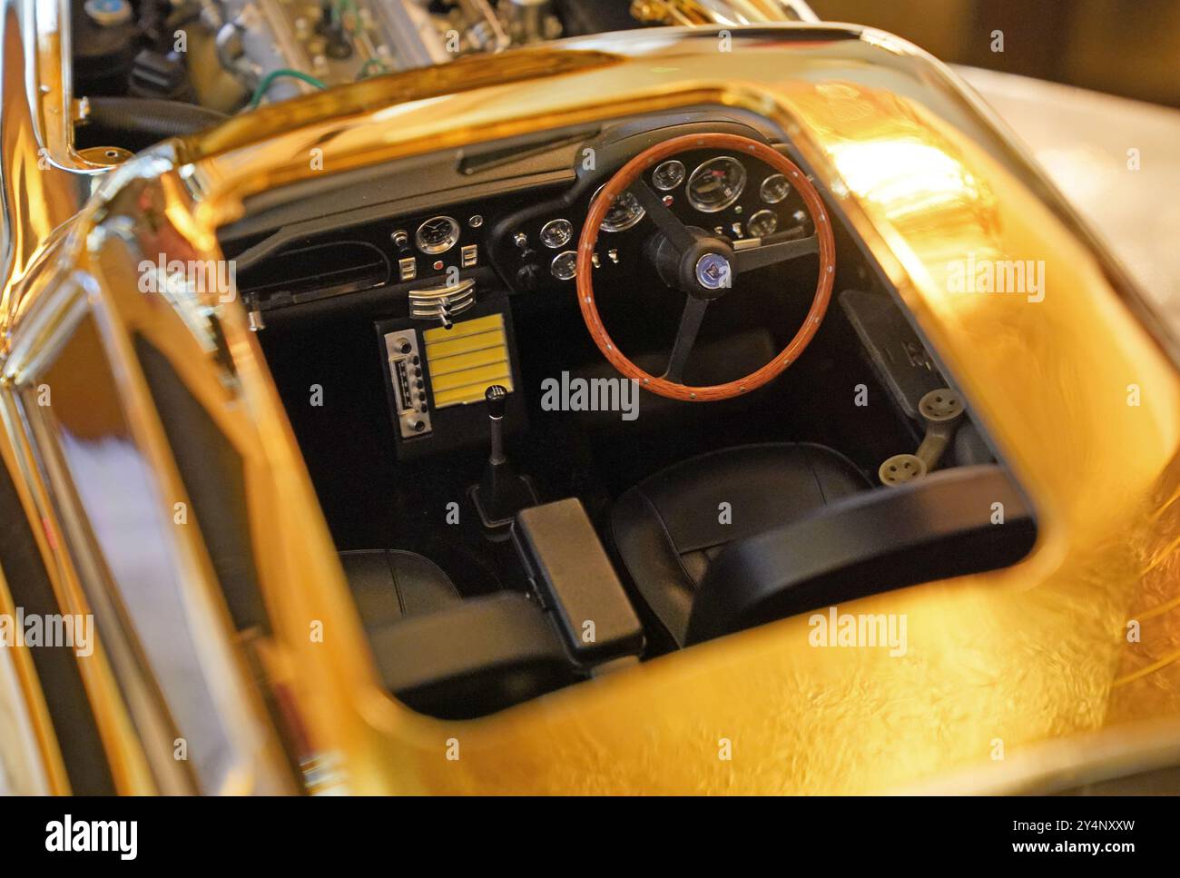 The interior of a 24-carat gold-plated model of James Bond's Goldfinger ...