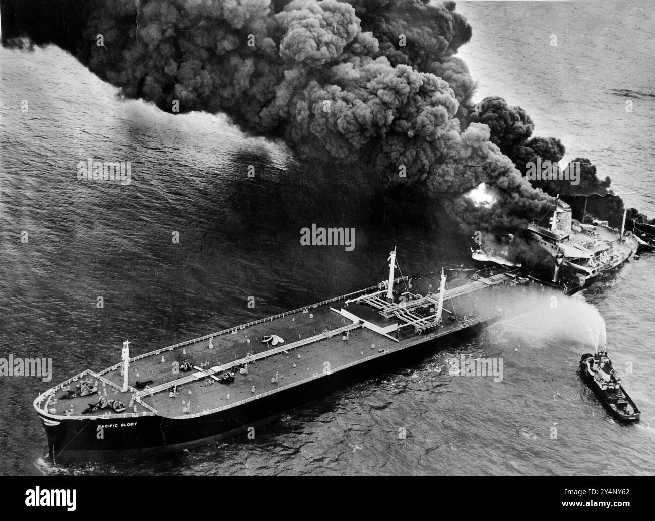 THE TANKER PACIFIC GLORY BLAZES OFF THE COAST OF THE ISLE OF WIGHT ...