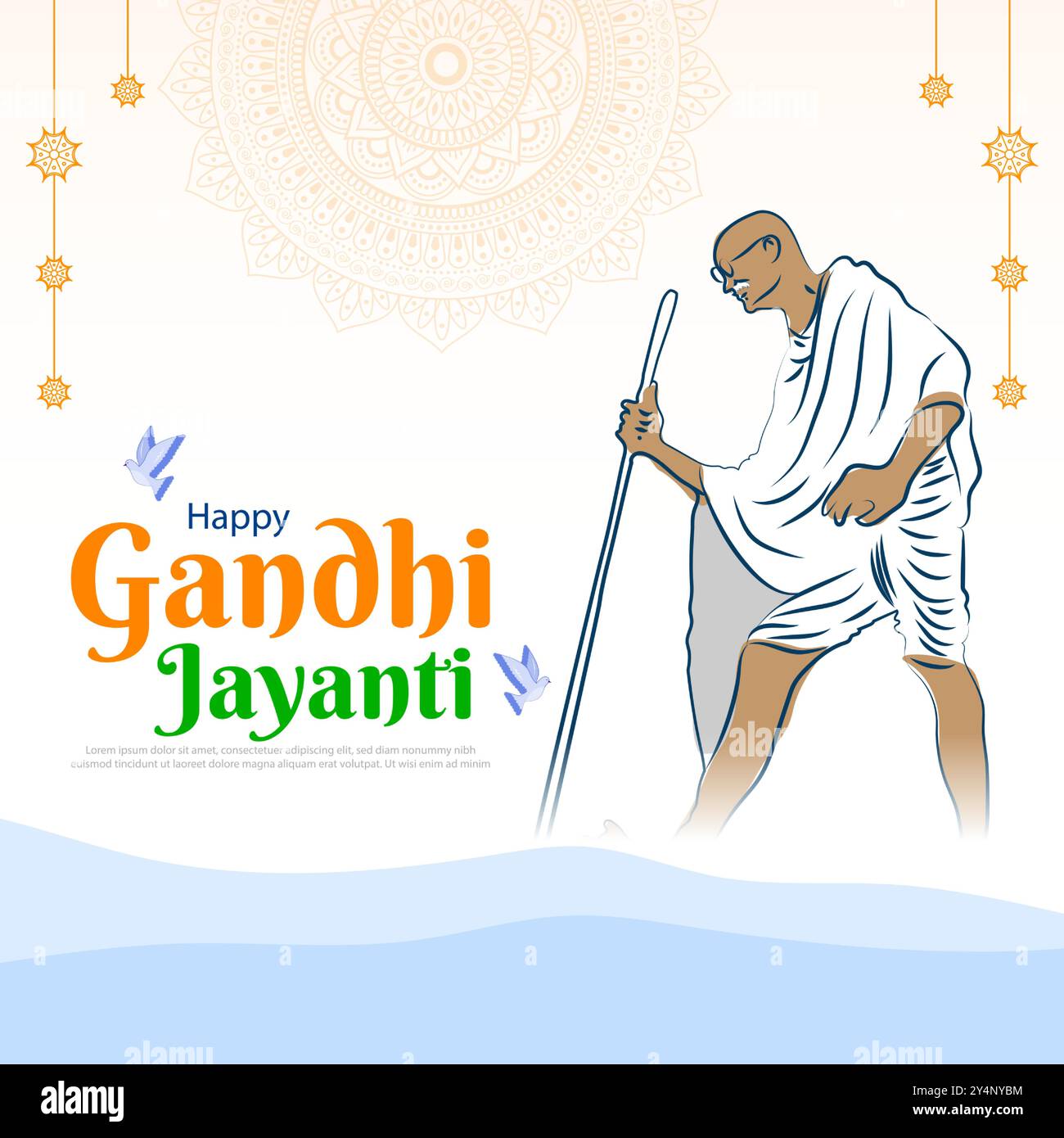 Vector illustration of Happy Gandhi Jayanti social media feed template ...