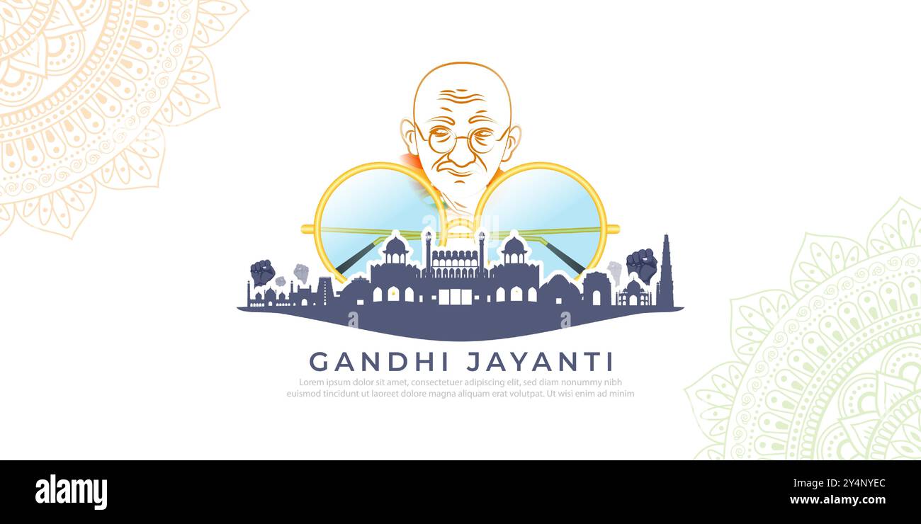 Vector illustration of Happy Gandhi Jayanti social media feed template ...