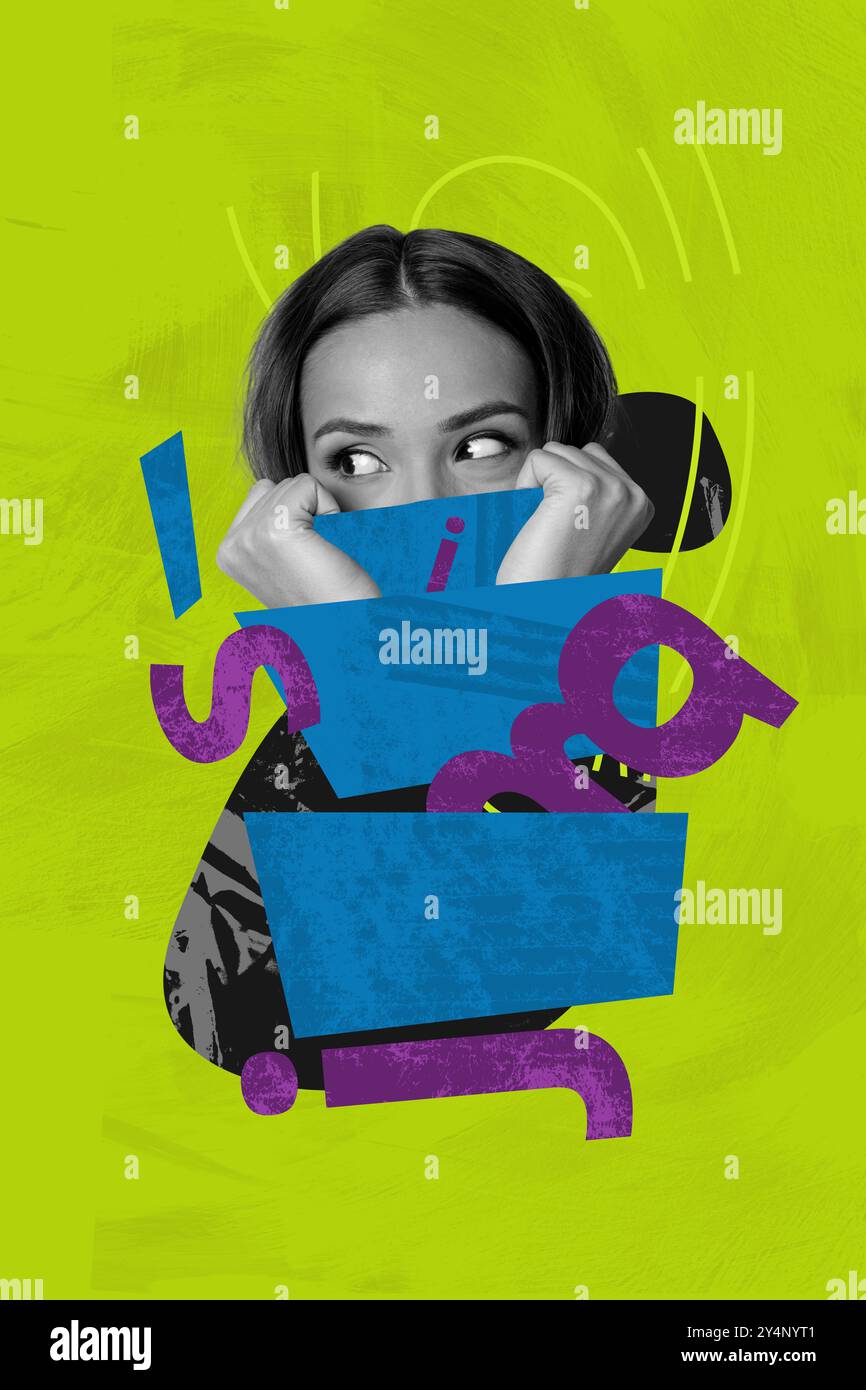 Composite trend artwork sketch image collage of huge letter word young ...