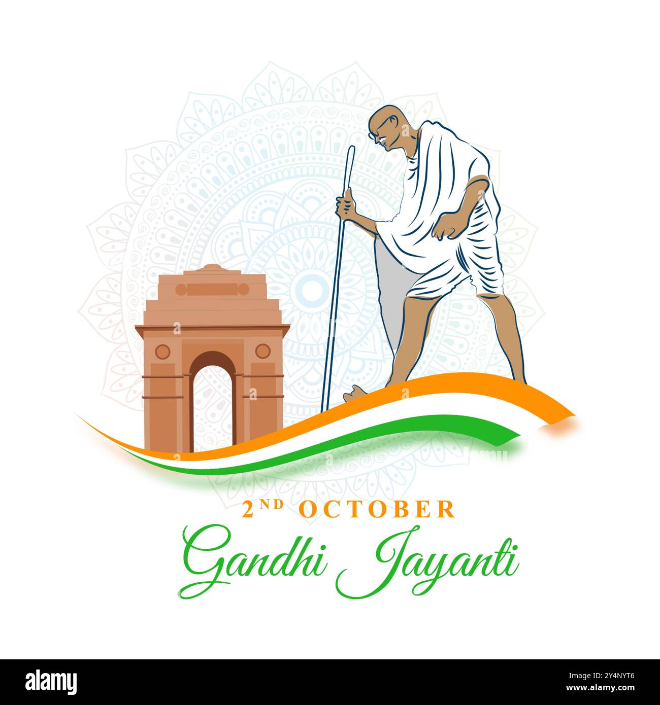 Vector illustration of Happy Gandhi Jayanti social media feed template ...