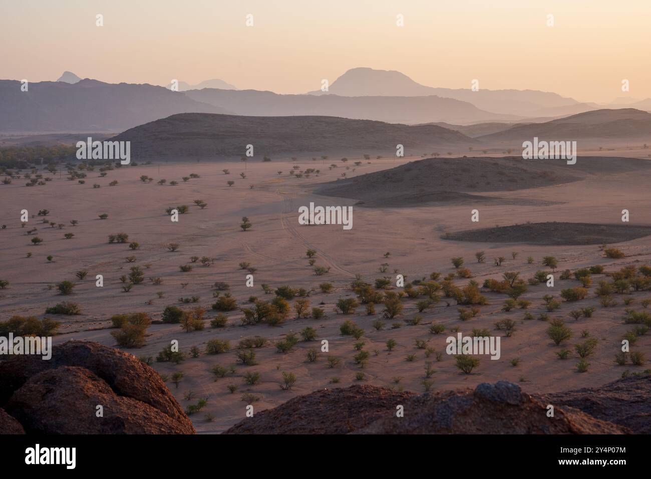 A view across the mountains and desert of Twyfelfontein, Namibia ...