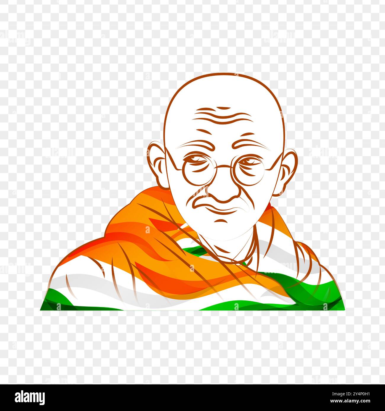 Vector illustration of Mahatma Gandhi portrait on transparent ...