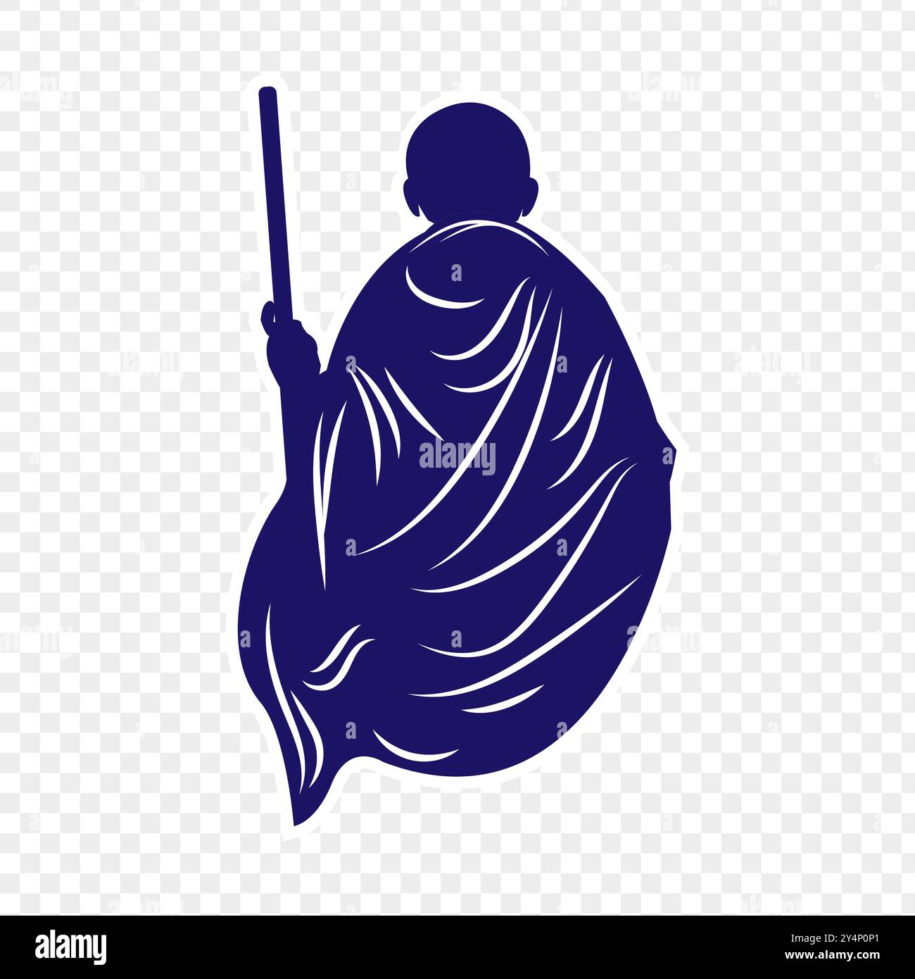 Vector illustration of Mahatma Gandhi portrait on transparent ...