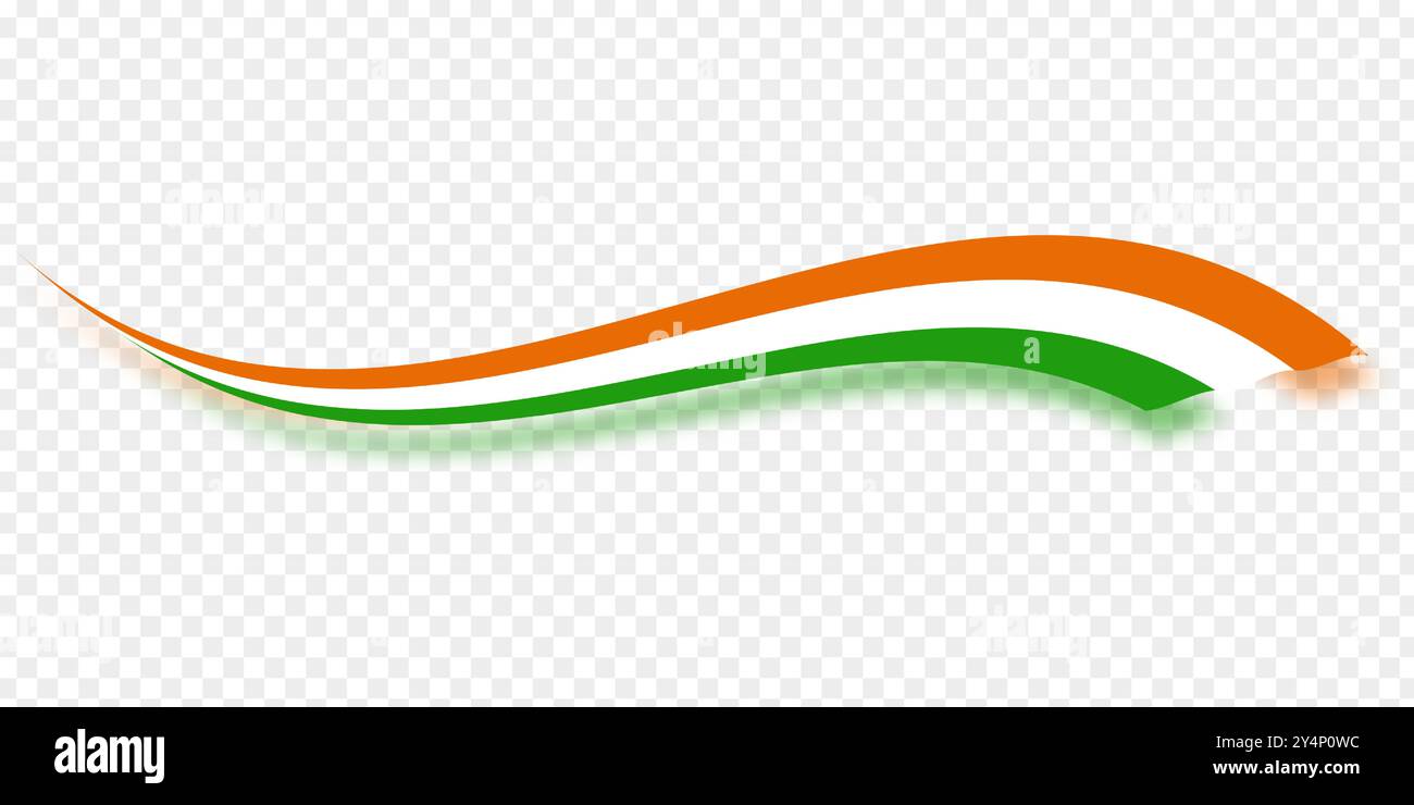 Vector illustration of wavy India flag with shadow on transparent ...