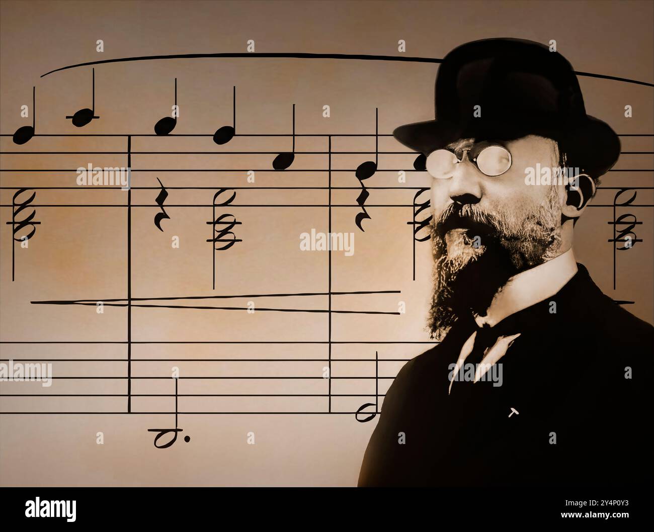 Erik Satie, 1866 – 1925, a French composer and pianist, notesheet for ...