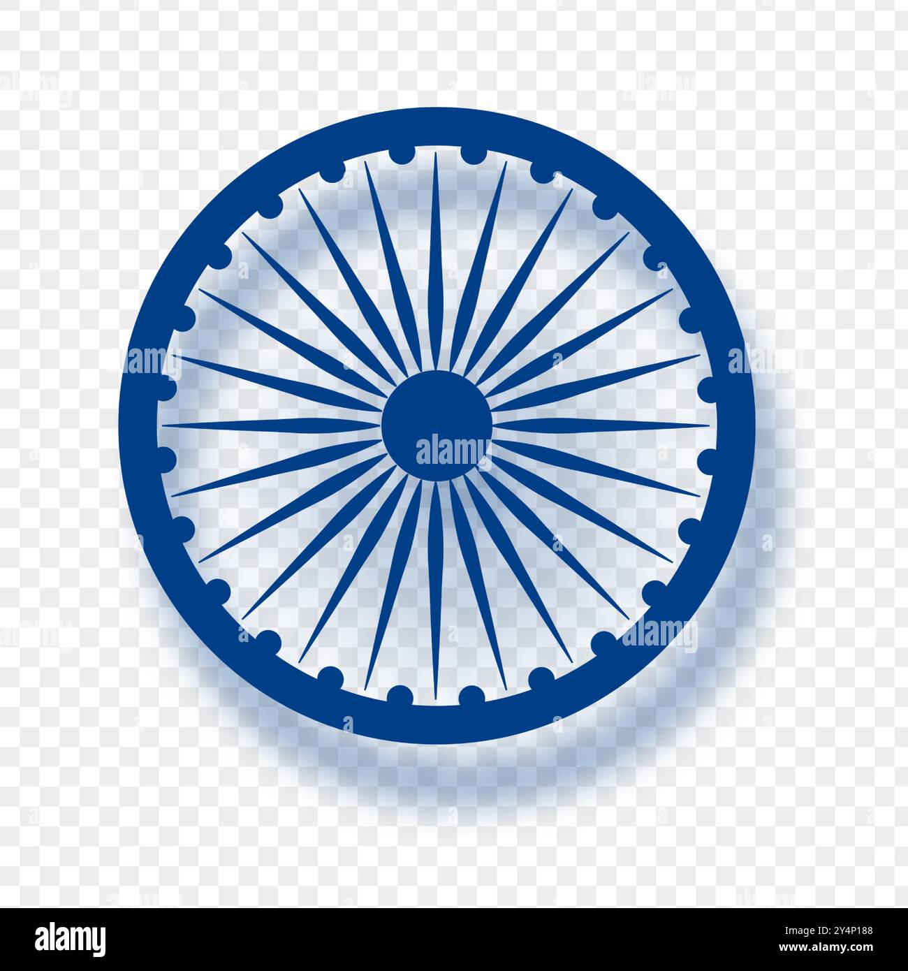 Vector illustration of Indian flag Ashoka Chakra with shadow on transparent background Stock ...