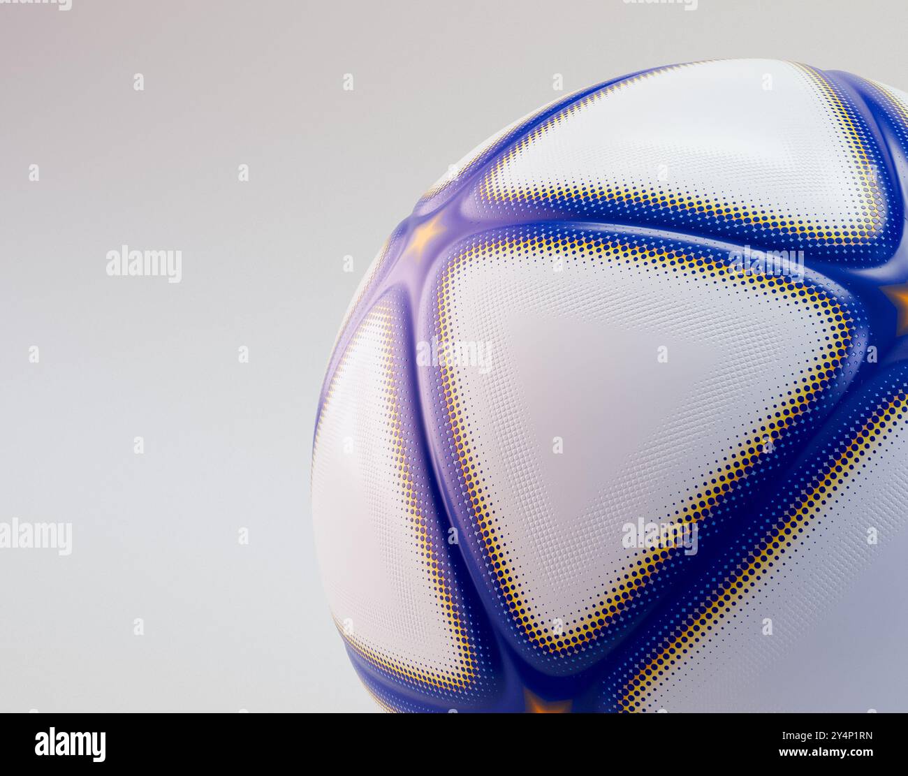A closeup section of a modern generic moulded soccer football with a ...