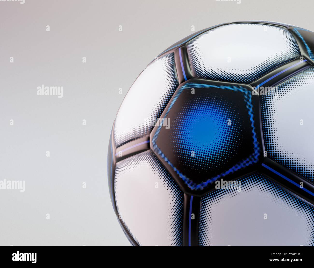 A closeup section of a modern generic moulded soccer football with a ...