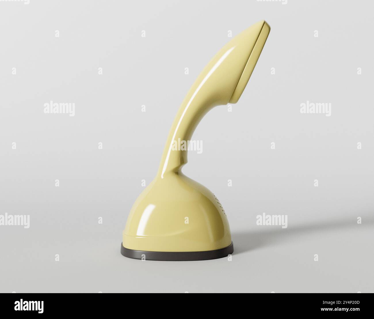 A vintage retro futurist telephone made of plastic on an isolated ...