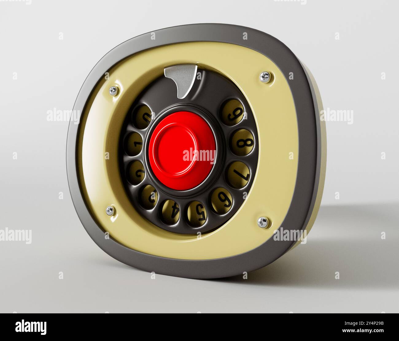 A vintage retro futurist telephone made of plastic on an isolated ...