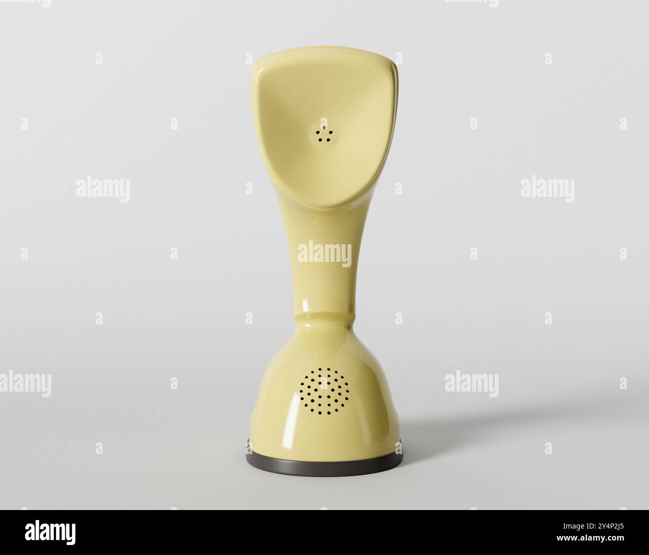 A vintage retro futurist telephone made of plastic on an isolated ...