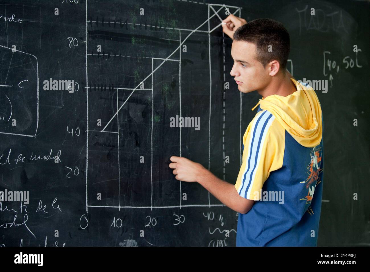 Seville, Spain, June 9 2006, A student in a school in Spain is doing ...