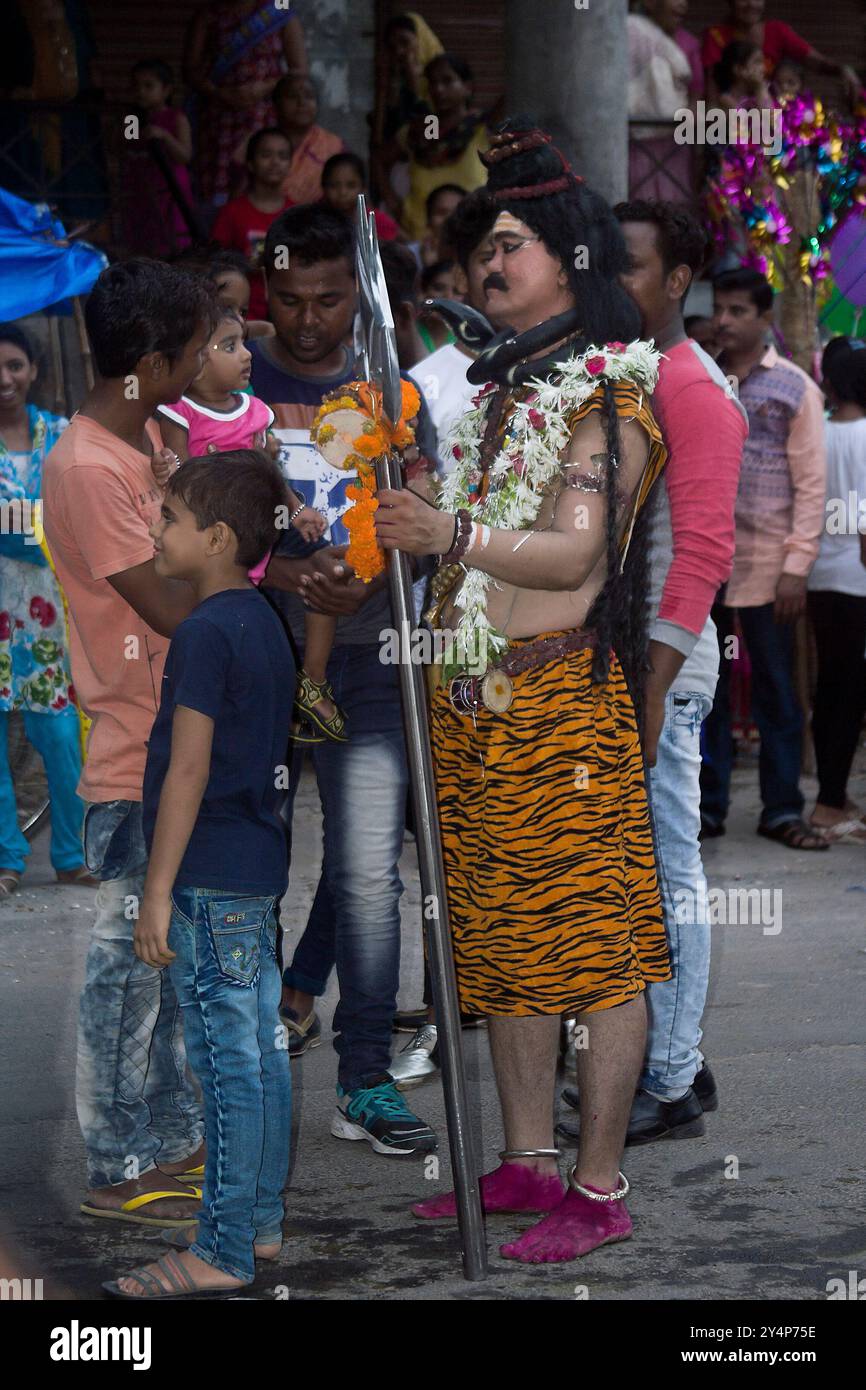 Vadodara, Gujarat / India - June 25, 2017 : A man dressed as Hindu god ...