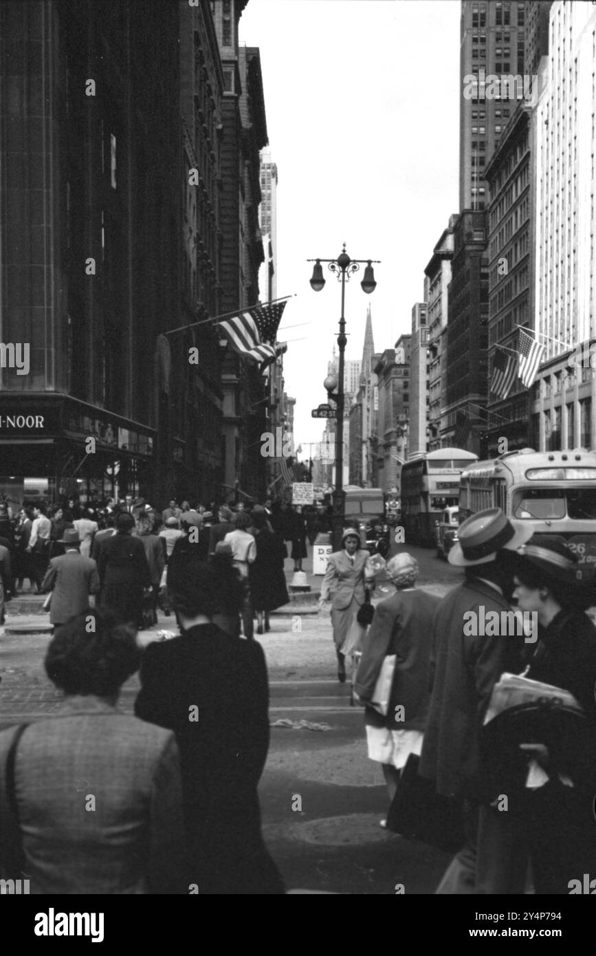 Street scenes, pedestrians and buildings at the intersection of 5th ...