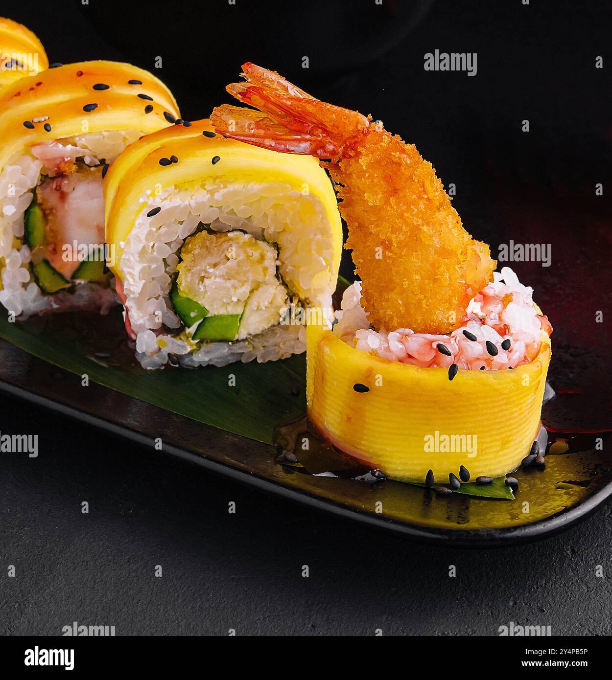 Hot Crispy Deep Fried Sushi Rolls with shrimp Stock Photo - Alamy